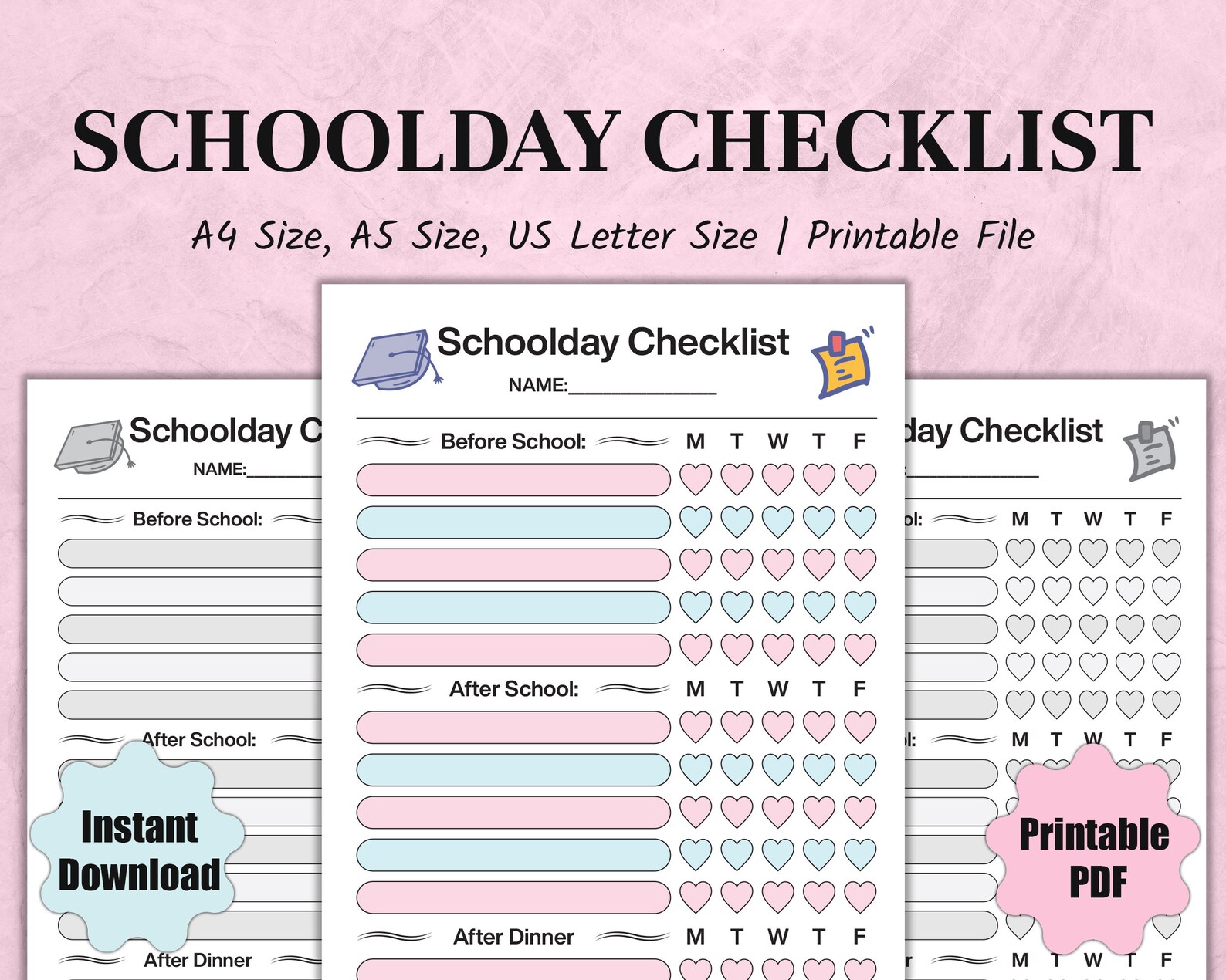 Kids School Day Checklist Schedule Morning Routine for Kids Ready for ...