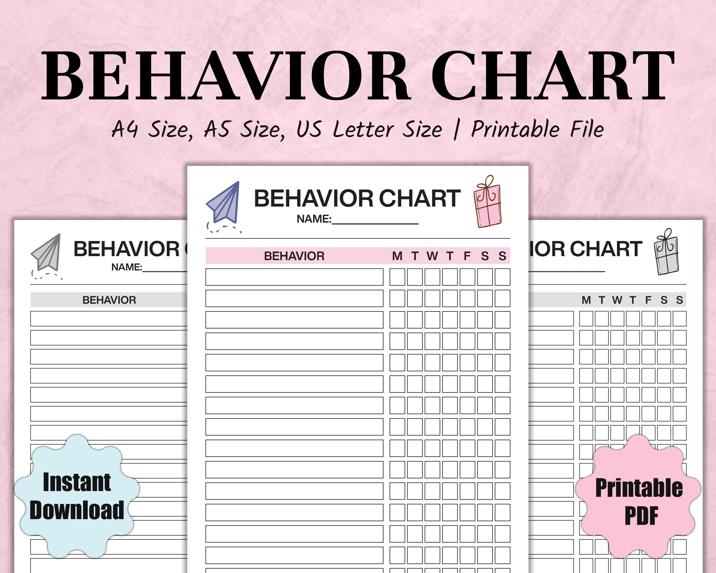 Behavior Chart Printable | Behavior Management Chart | Digital Toddler ...