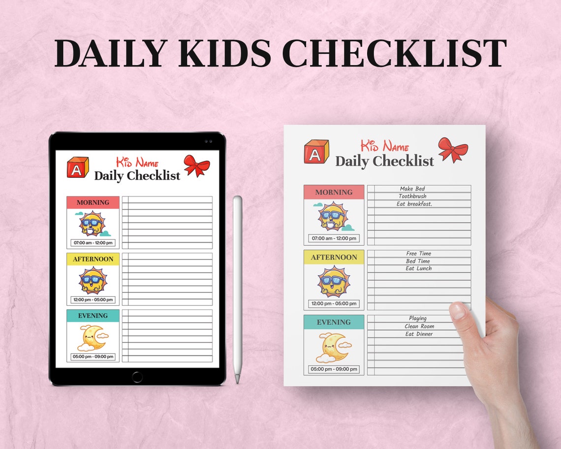 Ultimate Kids Daily Routine Checklist Digital Kids Responsibility Chart ...