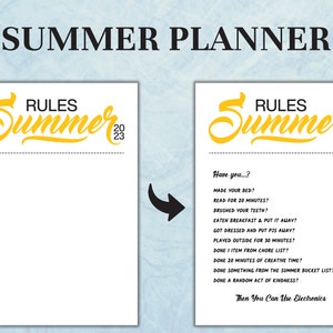 Summer Planner 2023 Printable | Kids Schedule | Summer Chore Chart ...