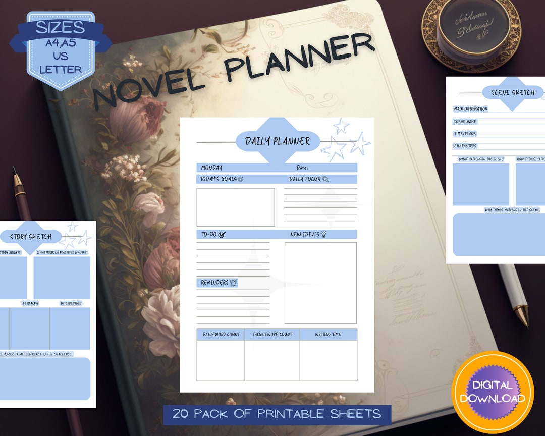 The Ultimate Novel Planner Workbook | Book Writing Planner | Nanowrimo ...