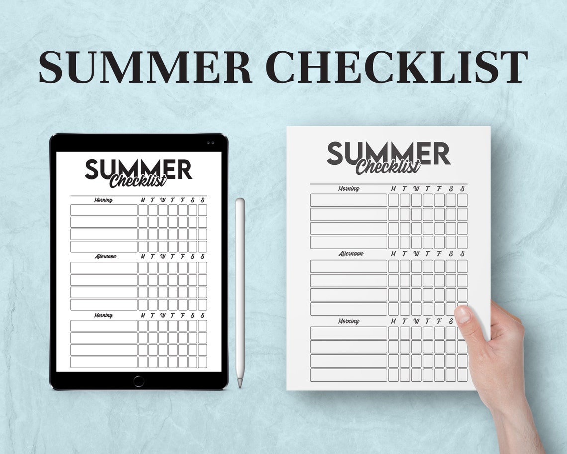 Printable Summer Weekly Checklist Template Daily Routine Checklist Kids ...