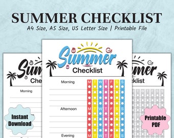 Printable Summer Weekly Checklist Template | Daily Routine Checklist ...