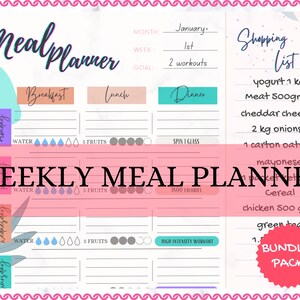 Digital Meal Tracker | Meal Planner and Grocery List | Printable ...