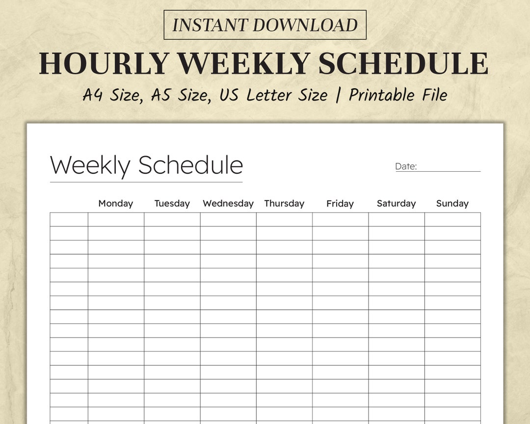 Hourly Weekly Planner | Printable Daily to Do List | Productivity ...