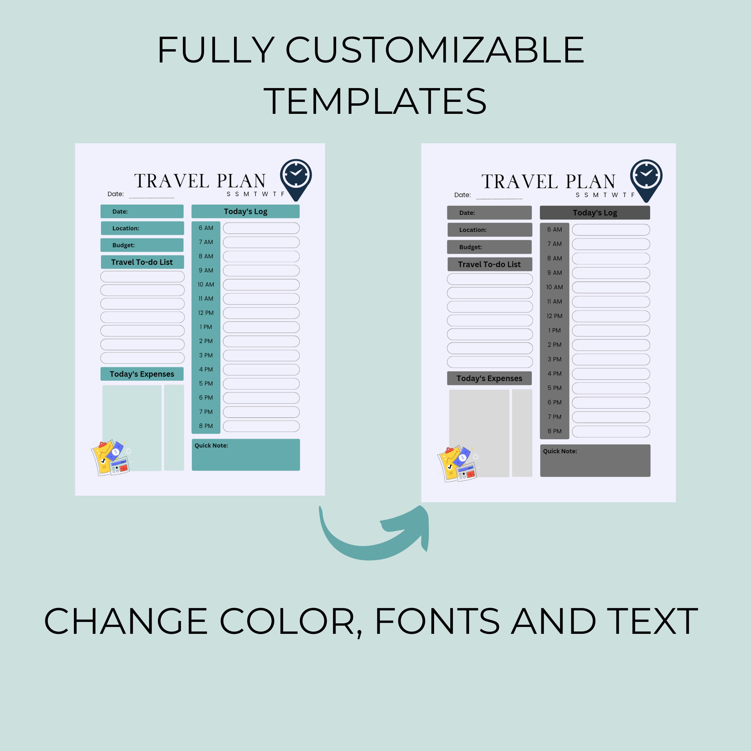 Editable Travel Planner Template | Trip Itinerary Planner | Canva ...
