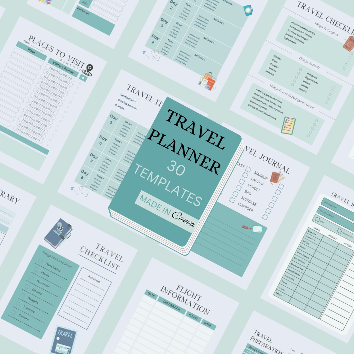 Editable Travel Planner Template | Trip Itinerary Planner | Canva ...