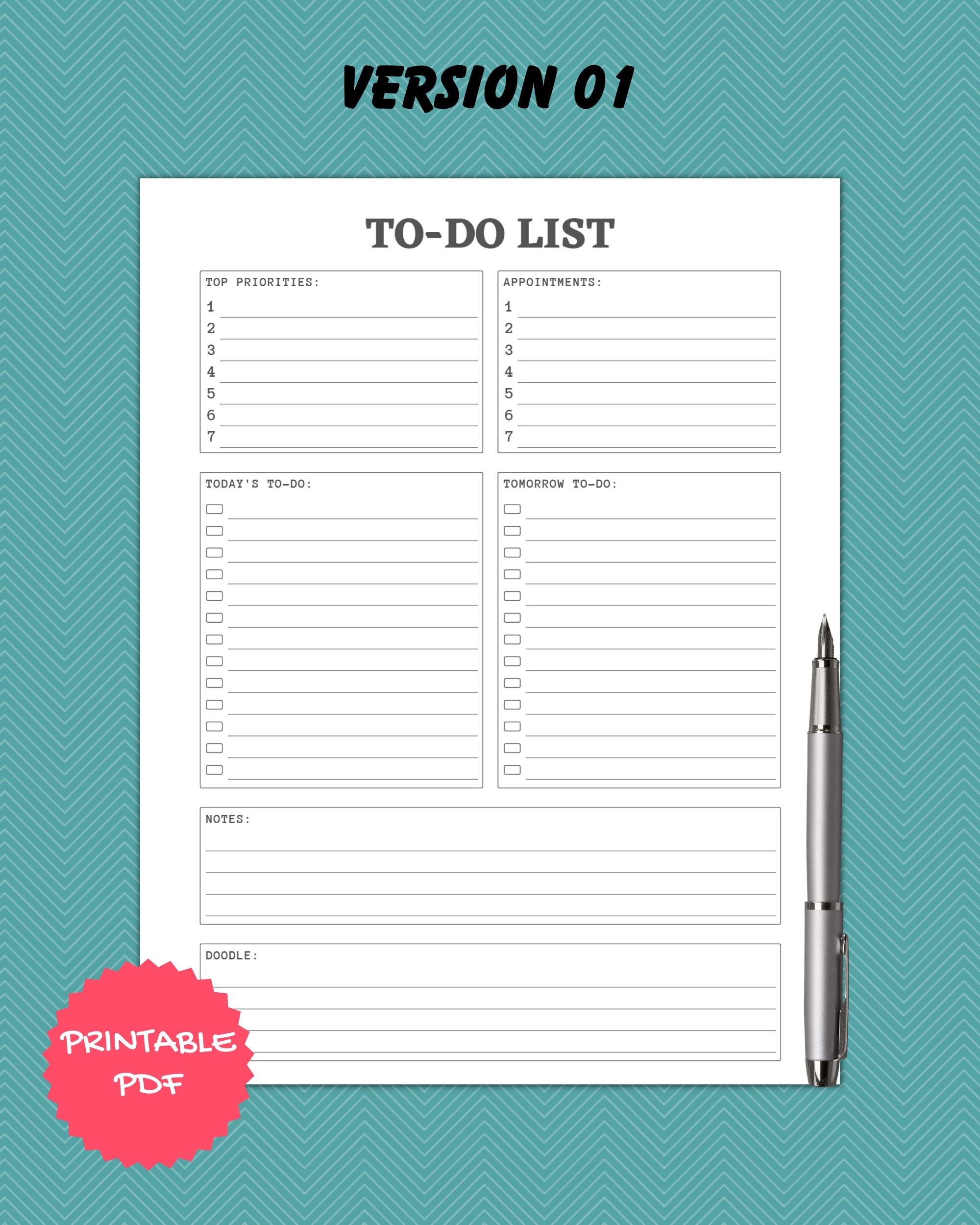 Printable to Do List | Simple Tasks List Template | Checklist Digital ...