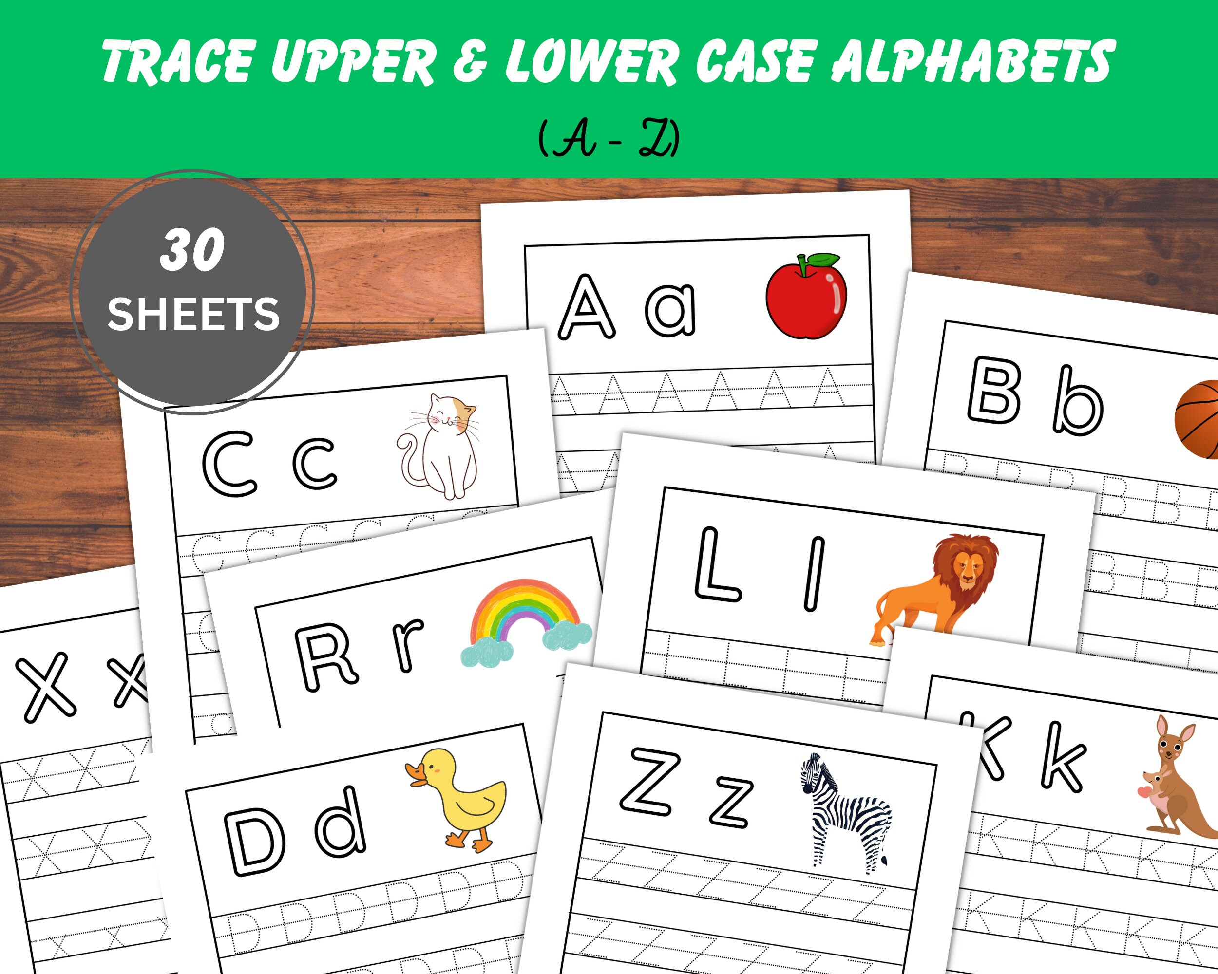 Alphabet & Number Tracing Sheet Printable ABC Tracing Handwriting ...