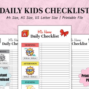 Ultimate Kids Daily Routine Checklist Digital Kids Responsibility Chart ...
