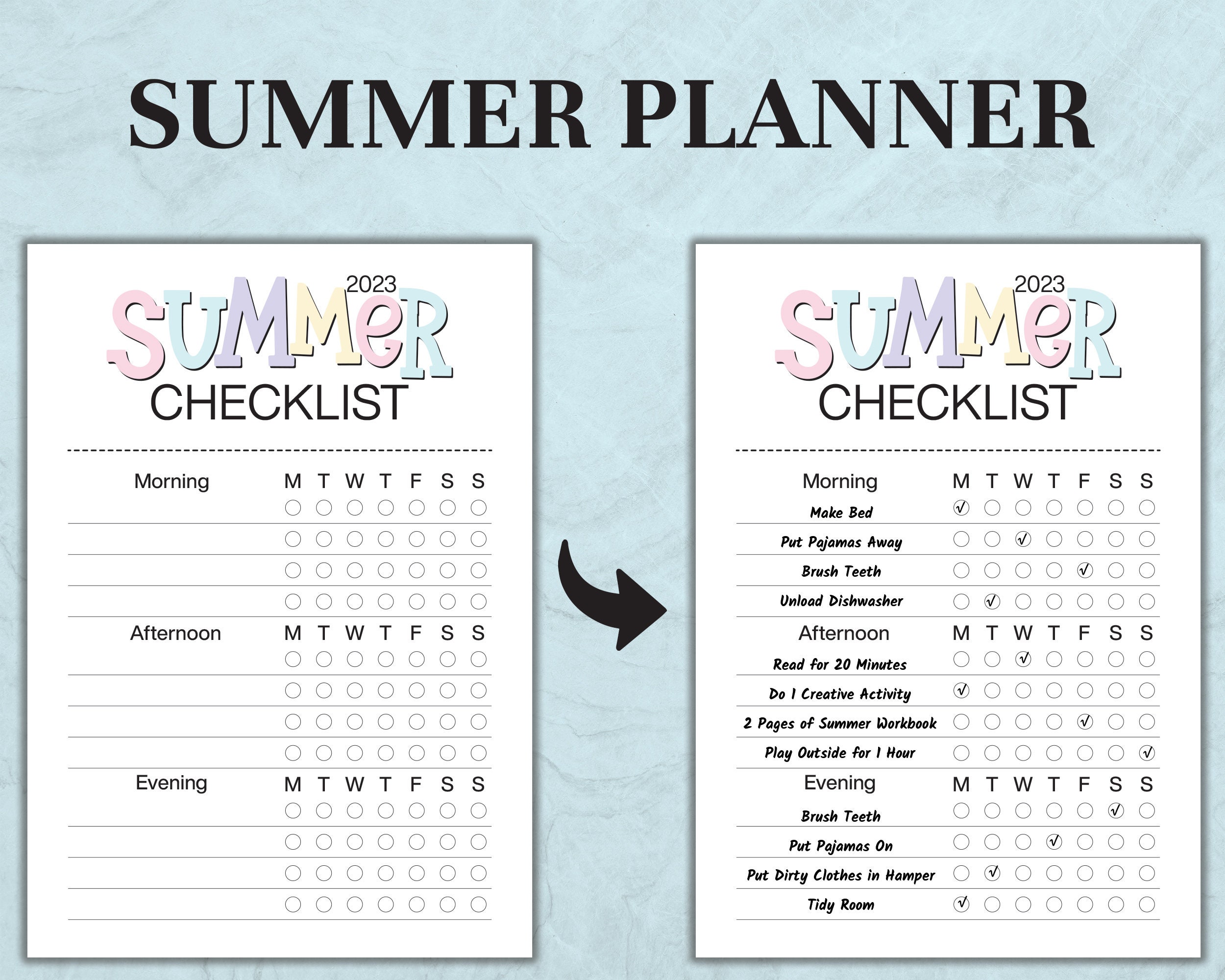 Summer Planner 2023 Printable Kids Schedule Summer Chore Chart Weekly ...