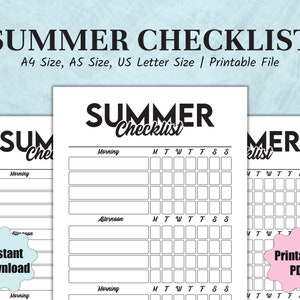 Printable Summer Weekly Checklist Template | Daily Routine Checklist ...