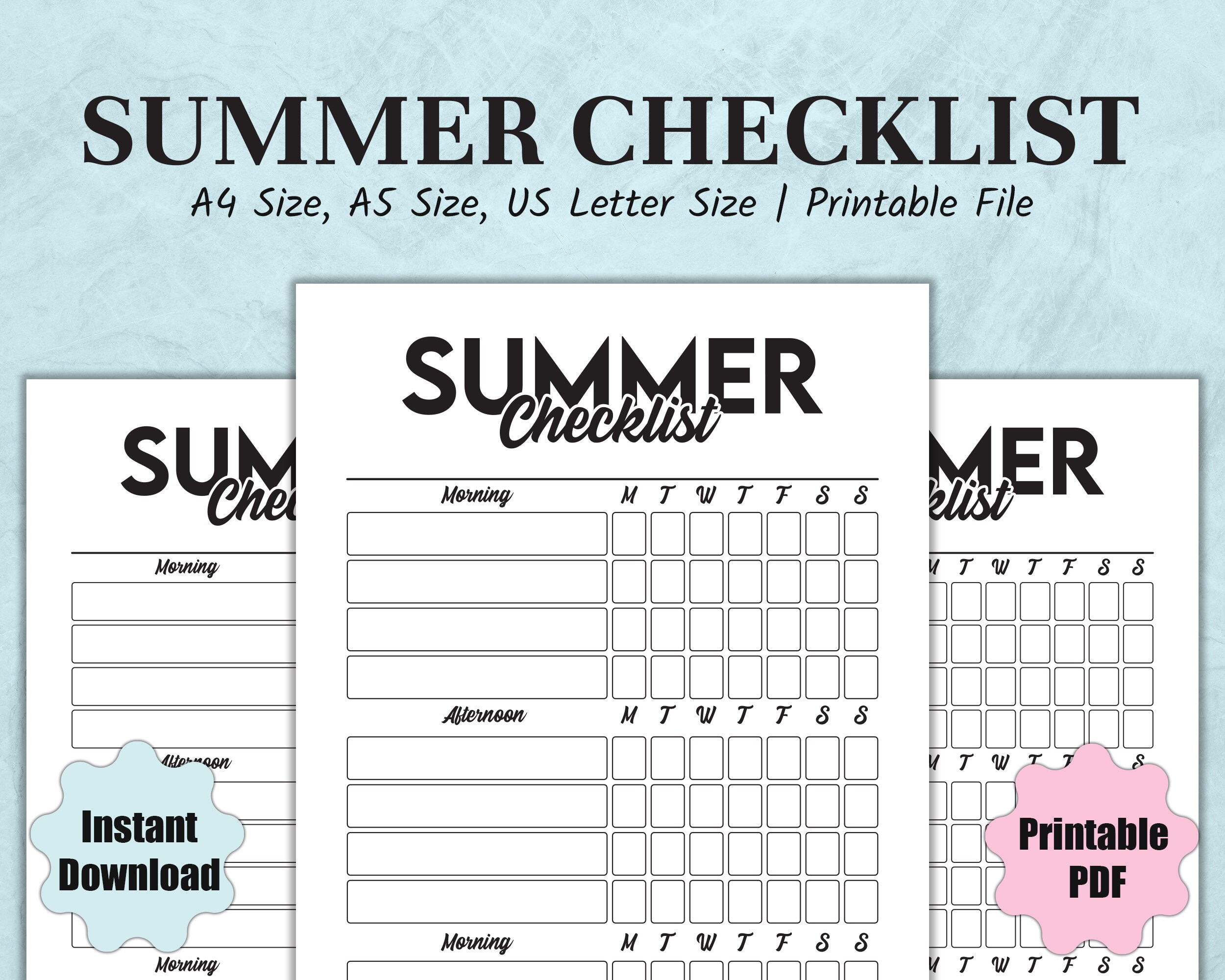 Printable Summer Weekly Checklist Template Daily Routine Checklist Kids ...