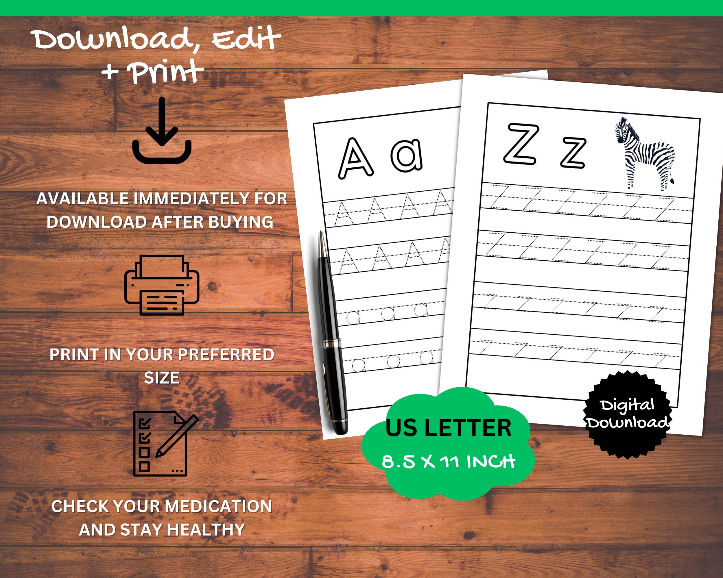 Alphabet & Number Tracing Sheet Printable ABC Tracing Handwriting ...