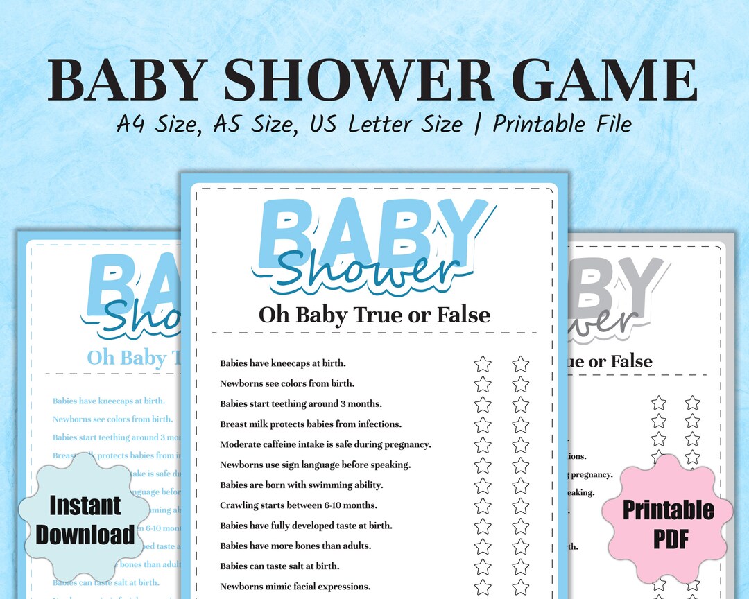 Ultimate Baby Shower Game Printable True or False | Baby Shower Games ...