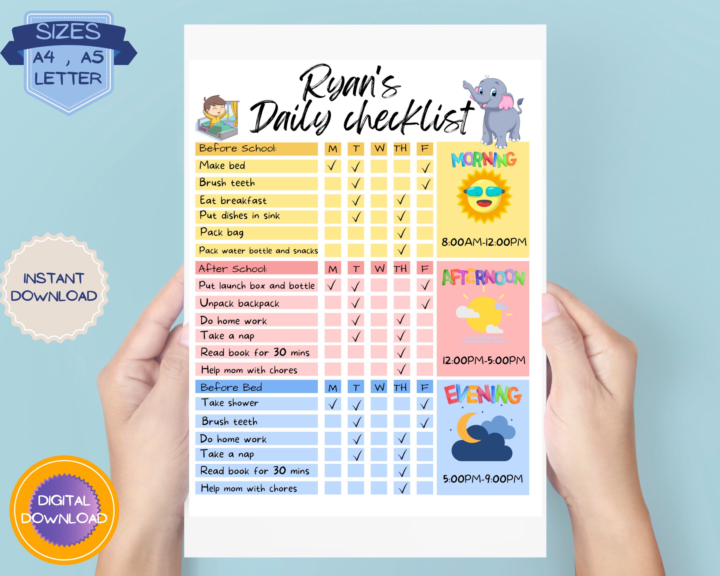 Ultimate Kids Daily Routine Checklist | Digital Kids Responsibility ...