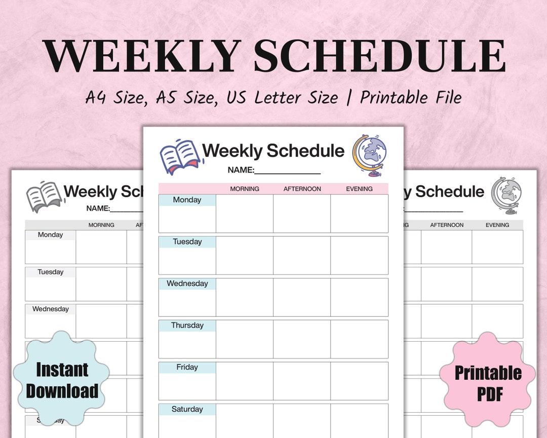 Printable Weekly Schedule | Minimal Weekly Planner | Weekly Organizer ...