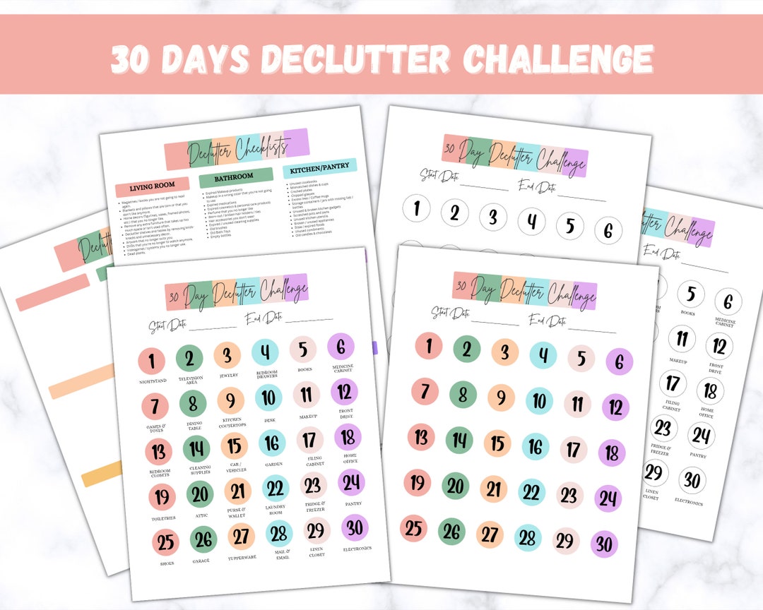 Digital 30 Day Declutter Challenge | Printable Decluttering Checklist ...