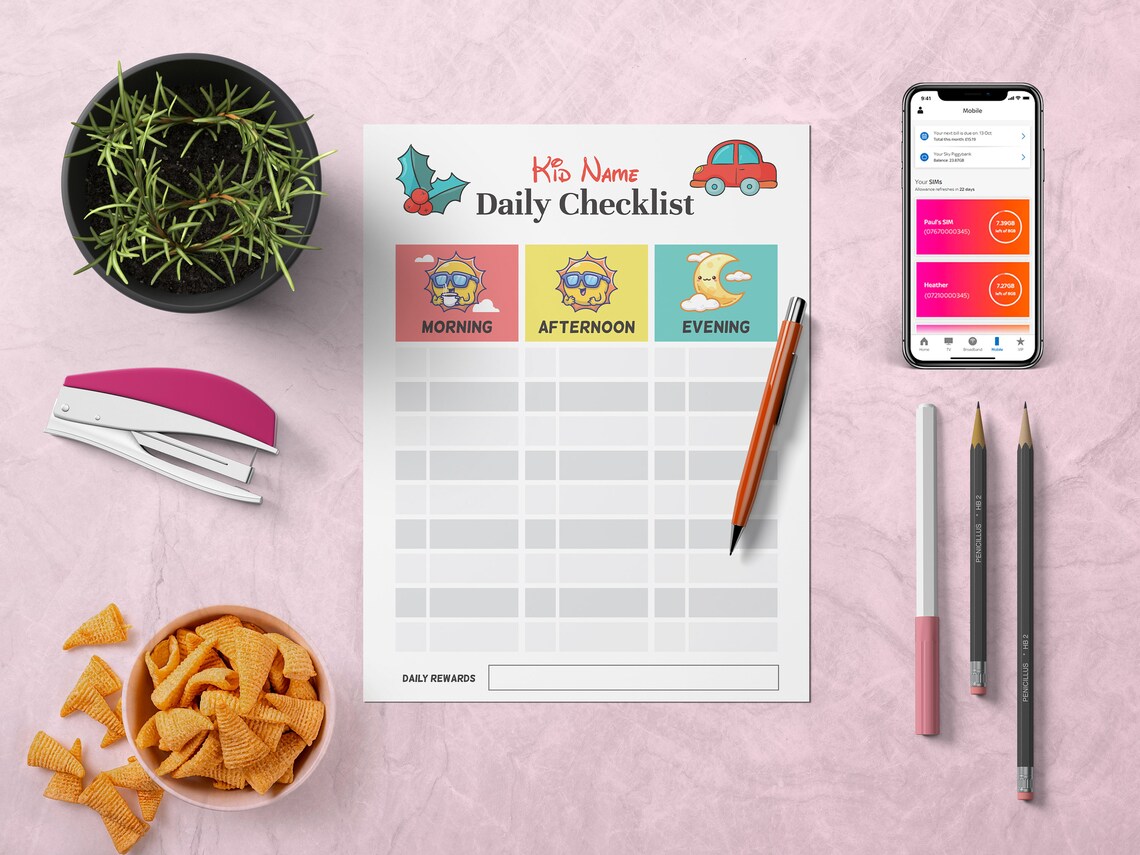 Ultimate Kids Daily Routine Checklist Digital Kids Responsibility Chart ...