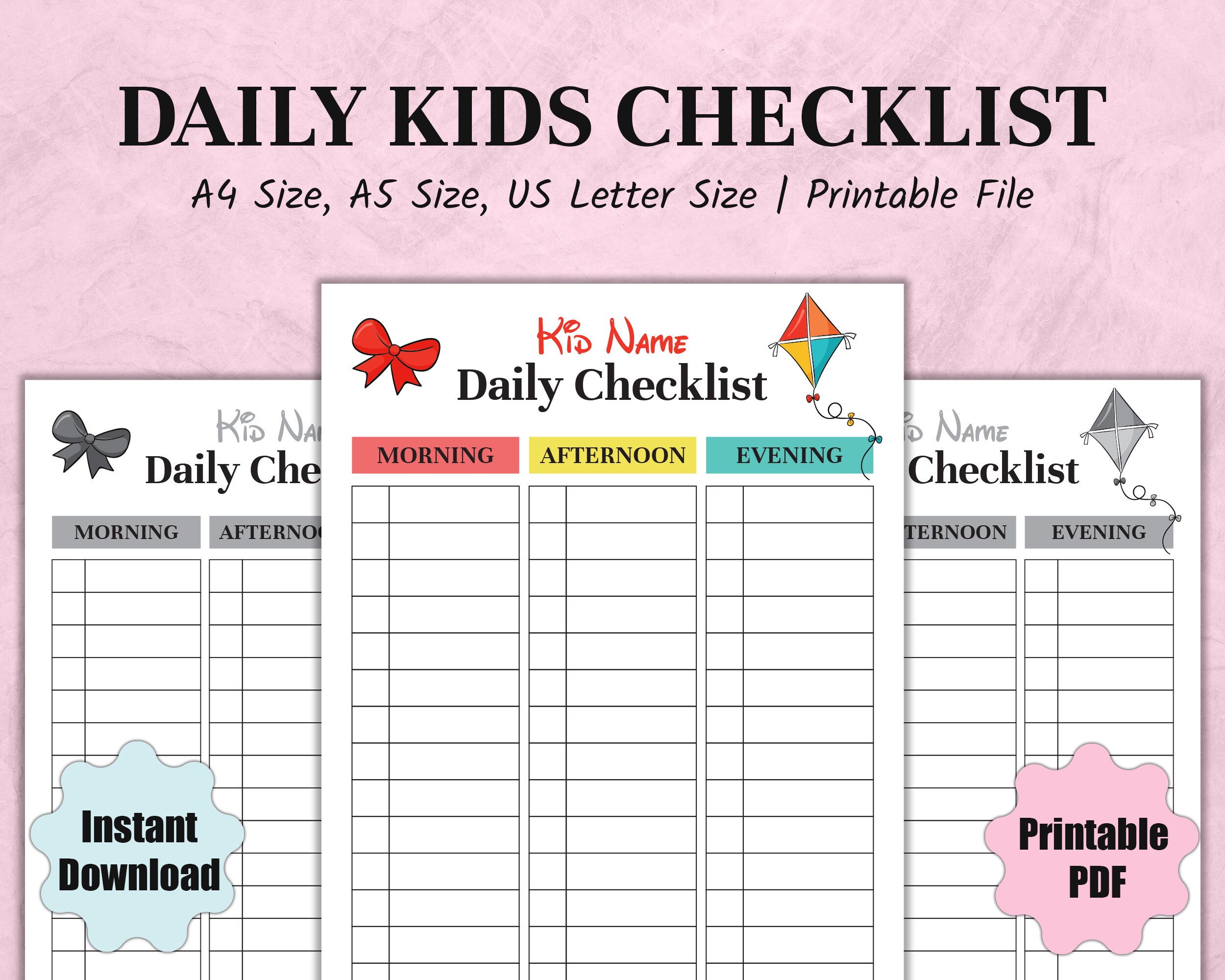 Ultimate Kids Daily Routine Checklist Digital Kids Responsibility Chart ...