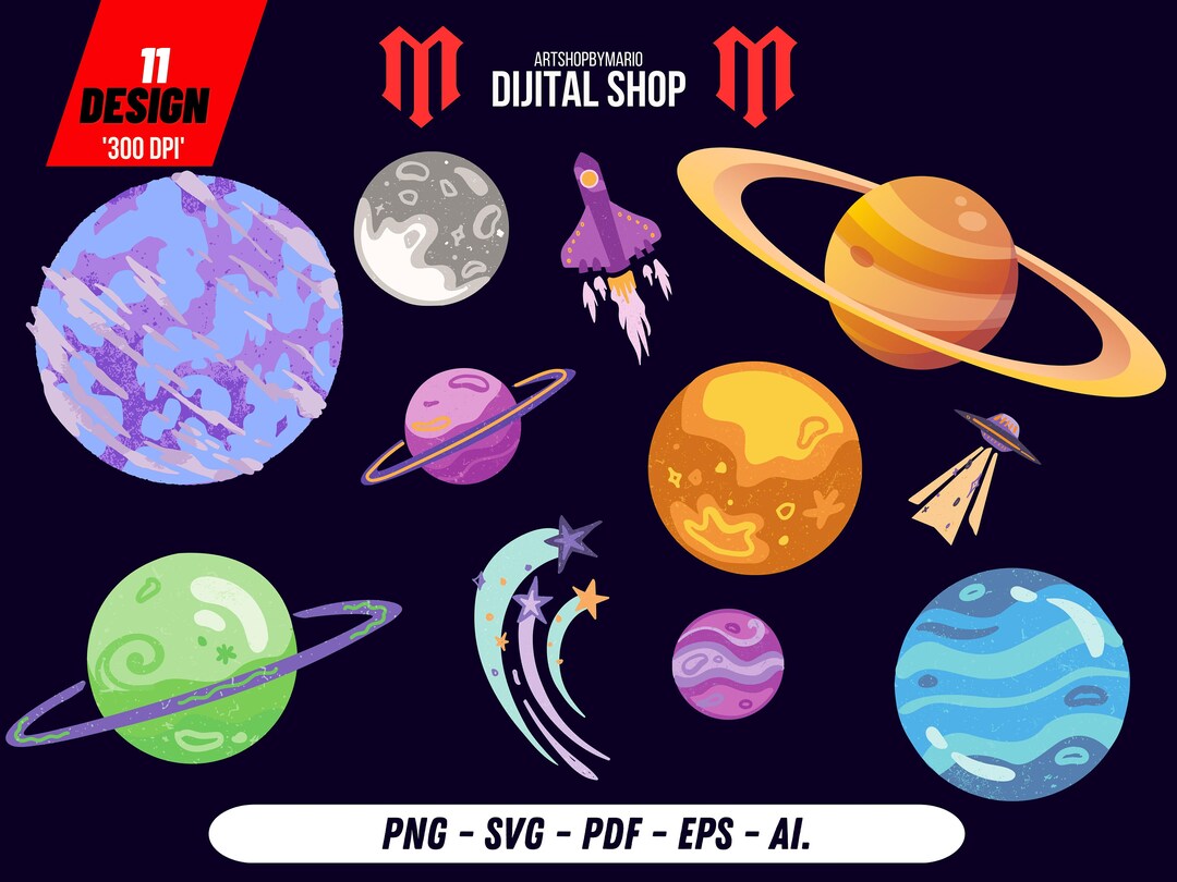 Planets SVG Space PNG Solar System Clipart Instant Digital - Etsy UK