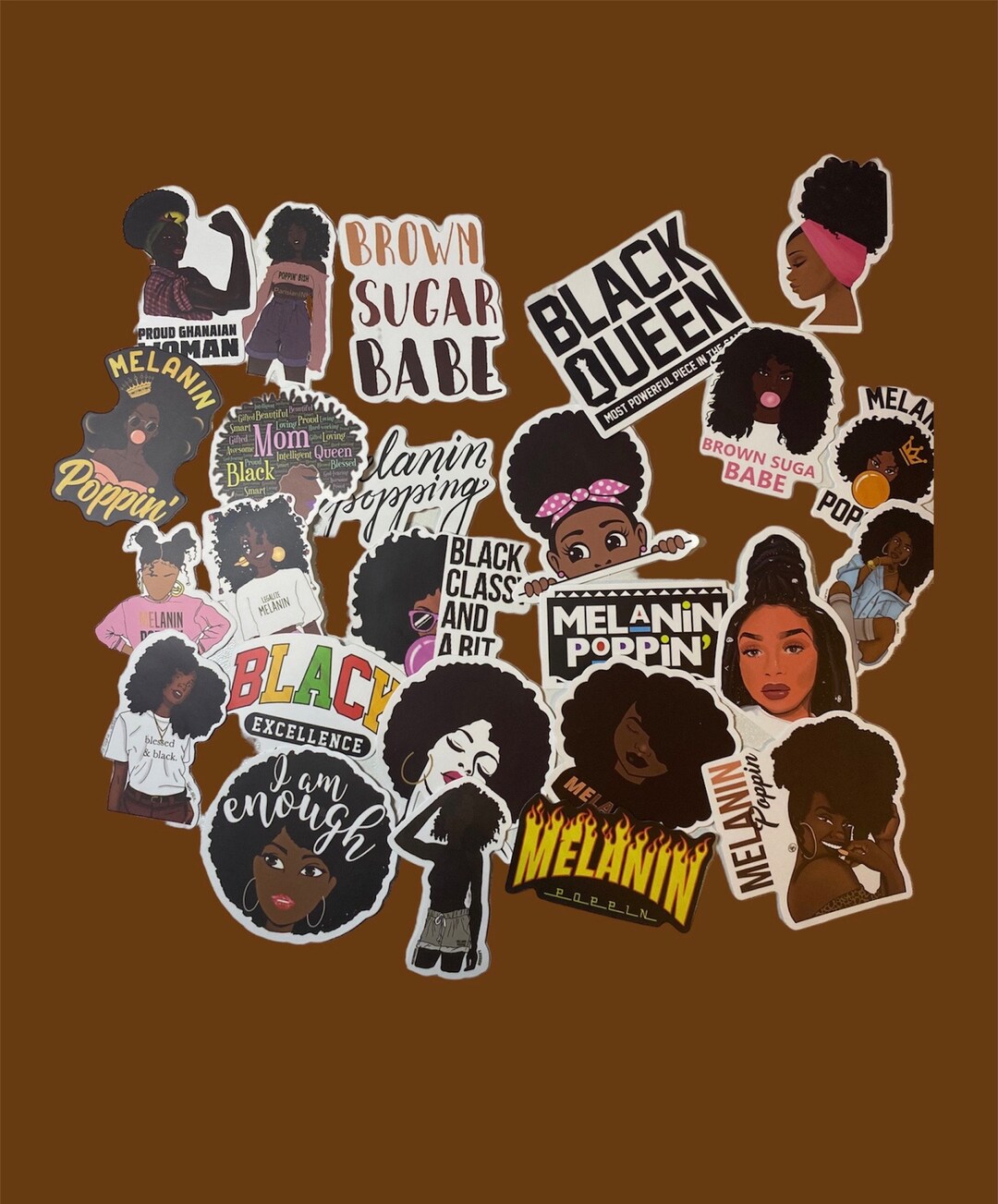 X 25 Black Girl Magic Melanin Stickers African Afro Beautiful Decals ...