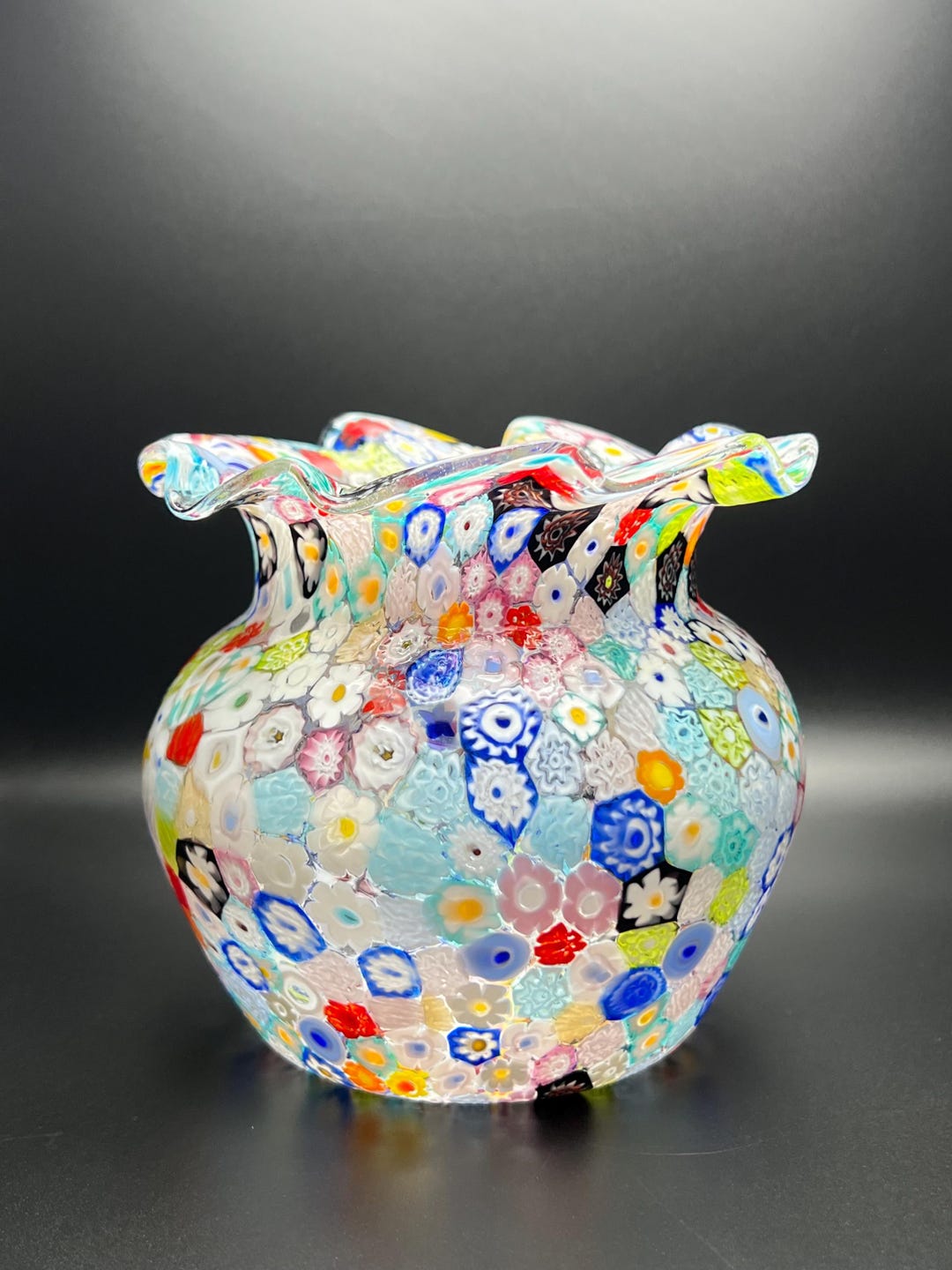 Vintage Murano Millefiori Glass Vase | Fratelli Toso Italian Art Glass ...
