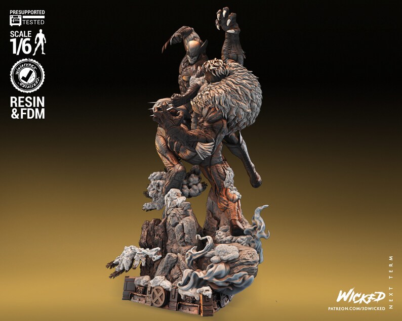 Fan Art Wolverine Vs Sabertooth 3D Printed Model. - Etsy
