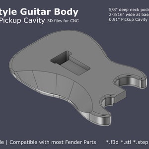 Strat Style Guitar Body 3D Model: HSH Route, CNC Ready (digital ...