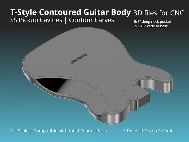 Contoured Tele Style Guitar Body CAD Files: CNC Build (digital Download ...