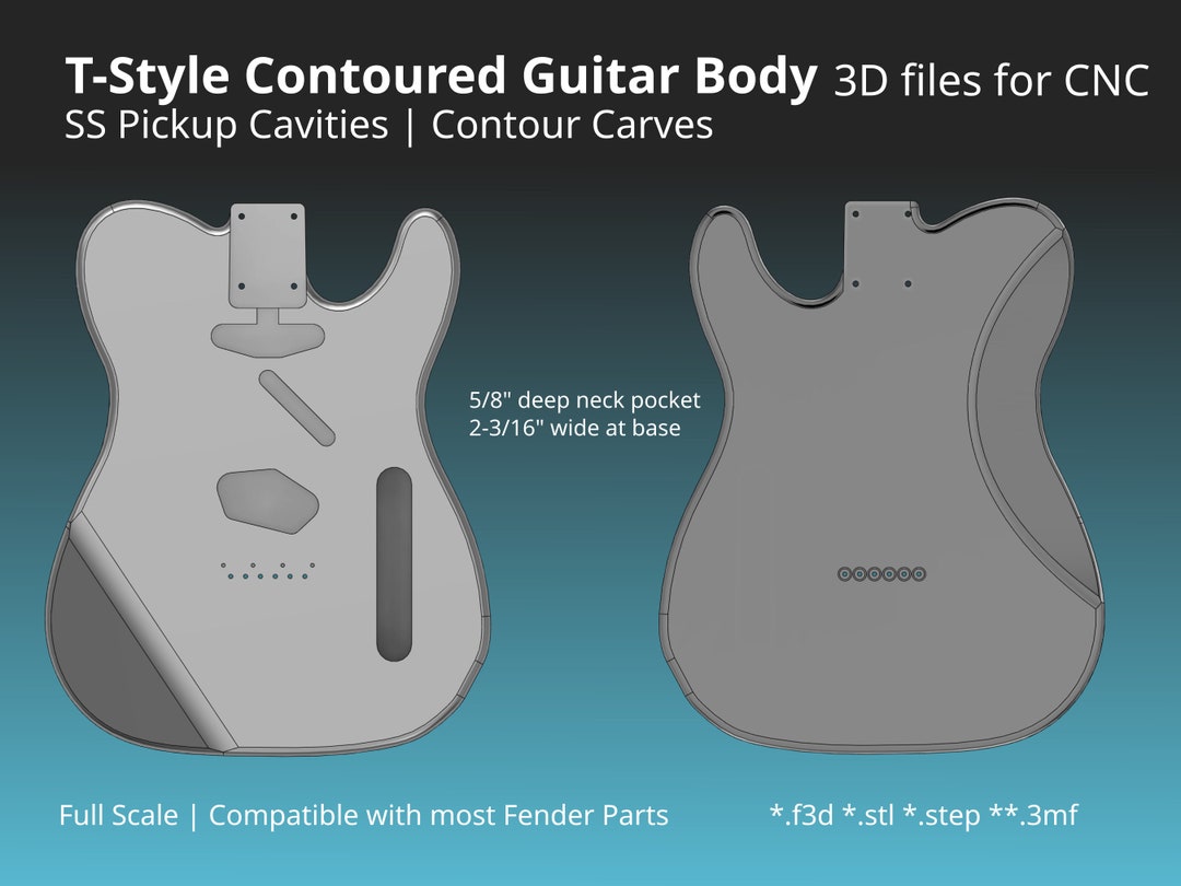 Contoured Tele Style Guitar Body CAD Files: CNC Build (digital Download ...