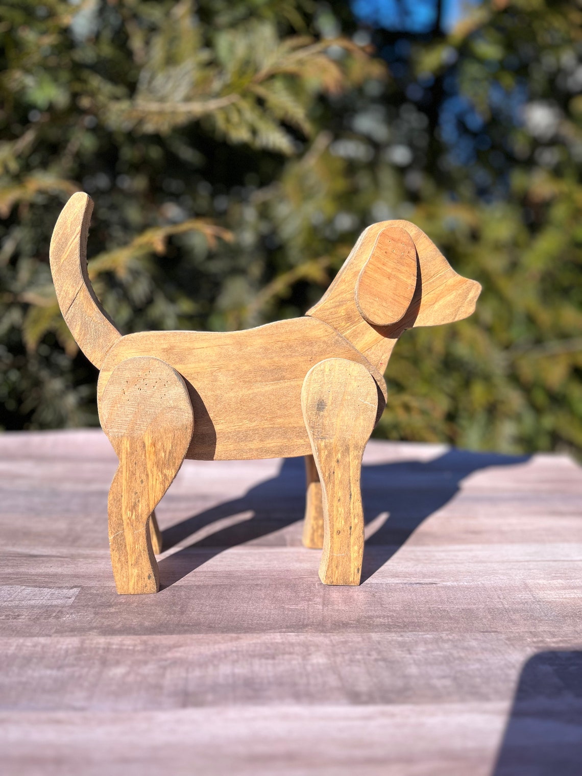 Handcrafted Wooden Standing Lab, Sculpture Rustic Decorative Wooden 3D ...