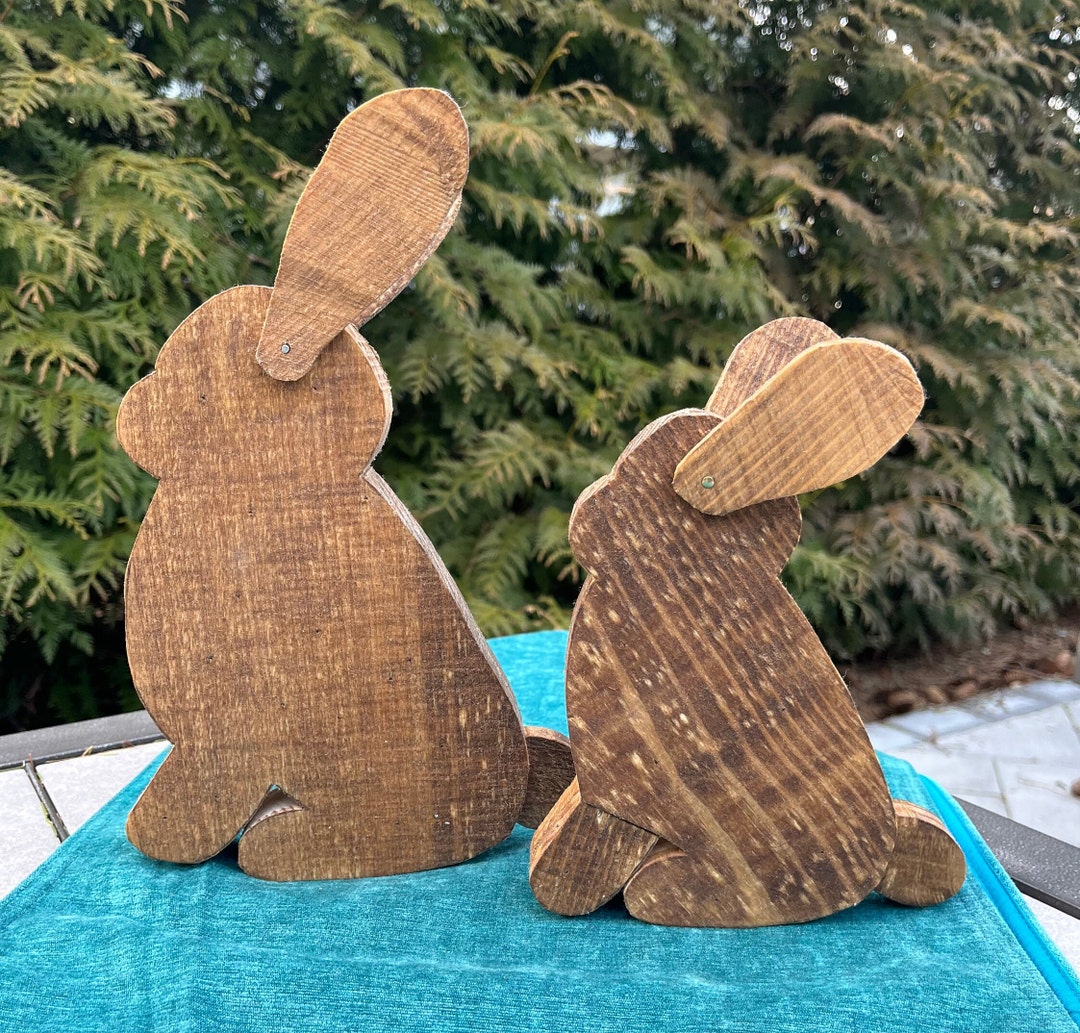 Rustic Reclaimed Wooden Stained Bunny, Spring Home Decor, Easter Bunny ...