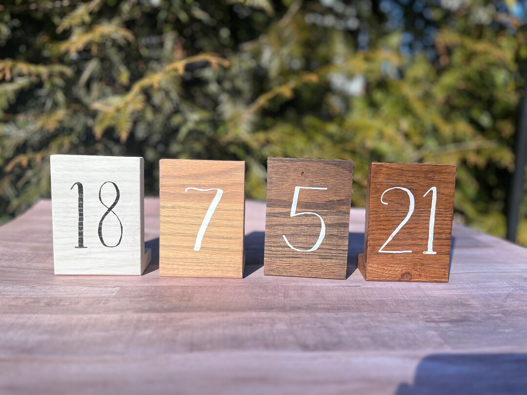 Freestanding Wooden Numbers, Handmade Wooden Wedding Table Numbers ...