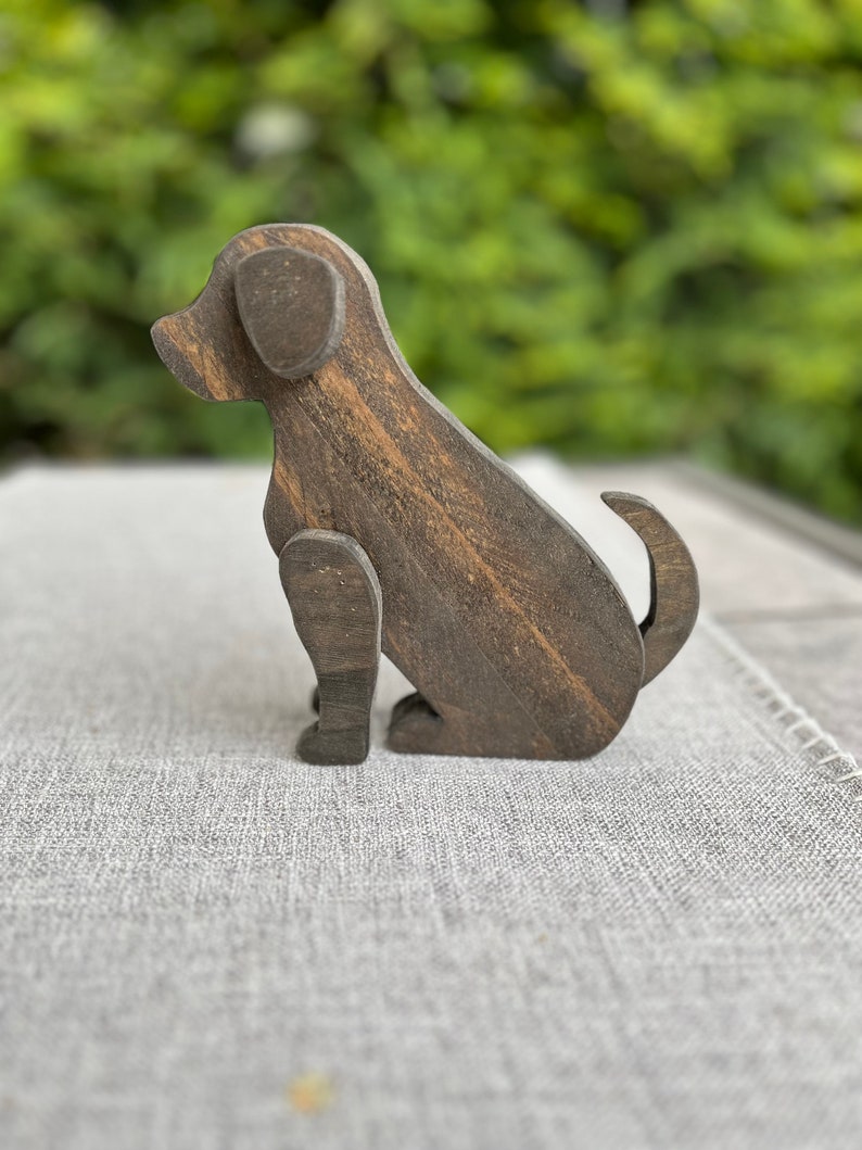 Wooden Dog Statue- Hand Carved Standing Dog Sculpture-rustic Farmhouse ...