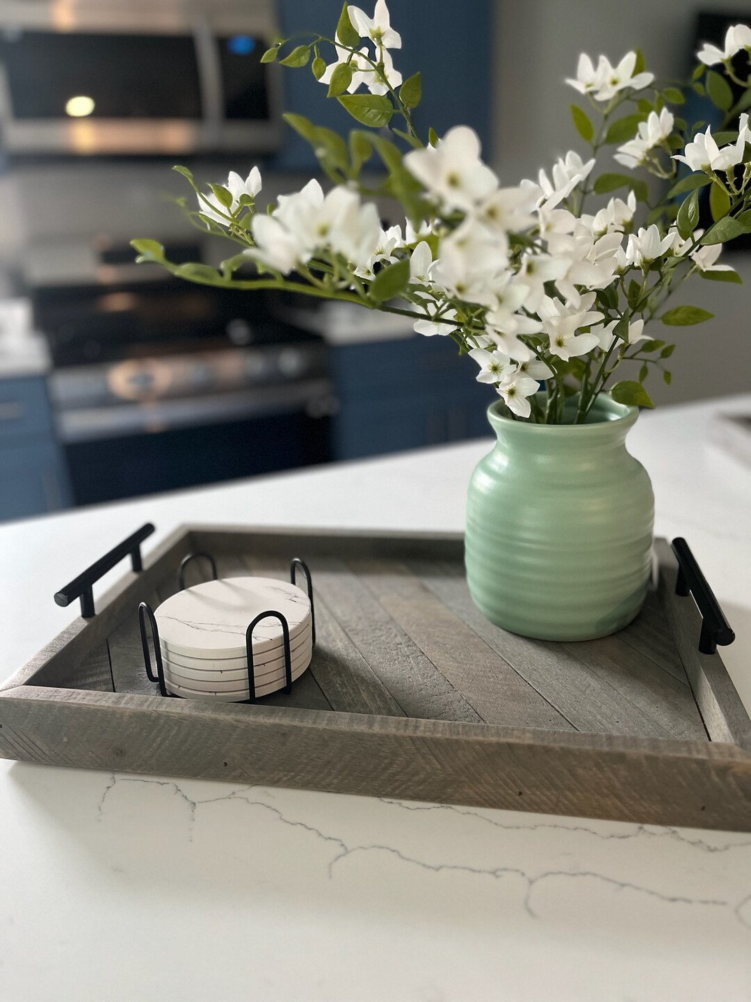 Wooden Farmhouse Decorative Ottoman Tray, Wooden Tray, Serving Tray ...