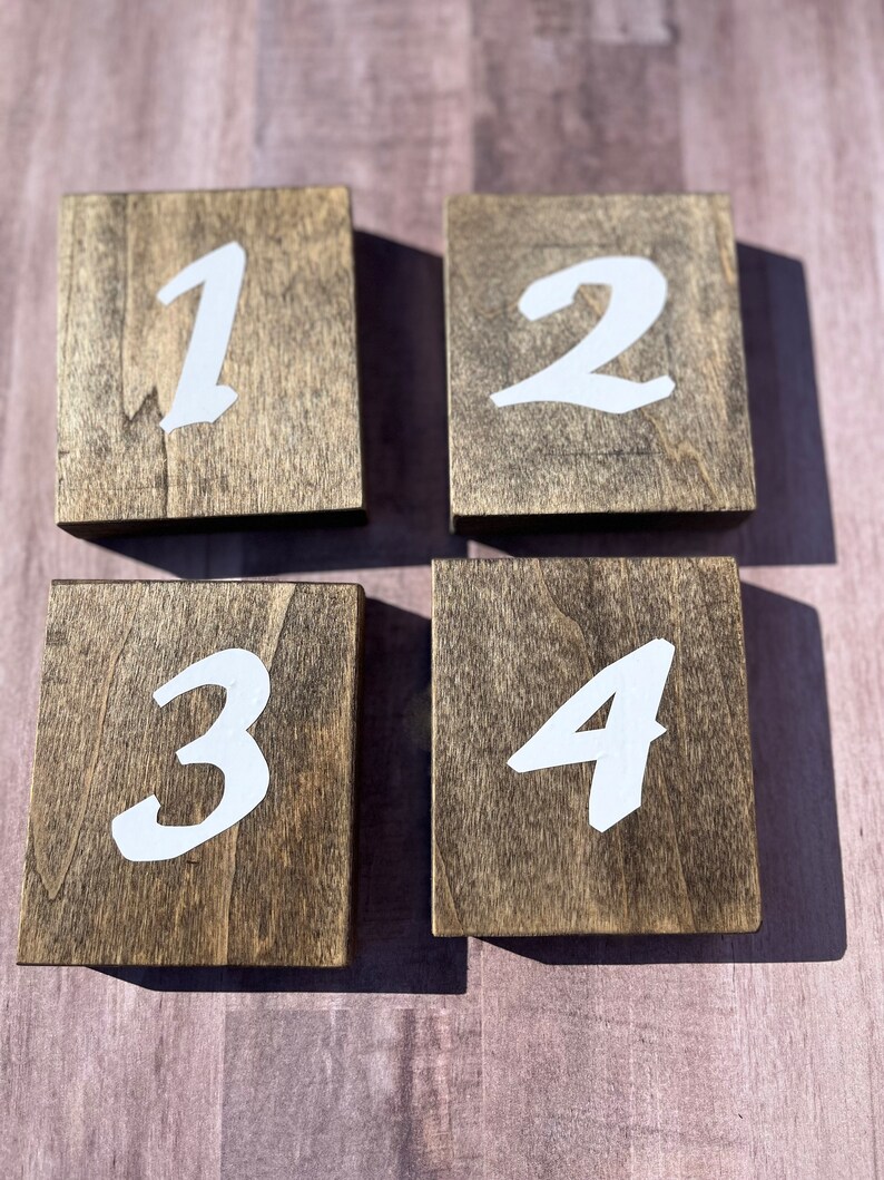 Handmade Wooden Wedding Table Numbers , Custom Made Centerpiece Numbers ...