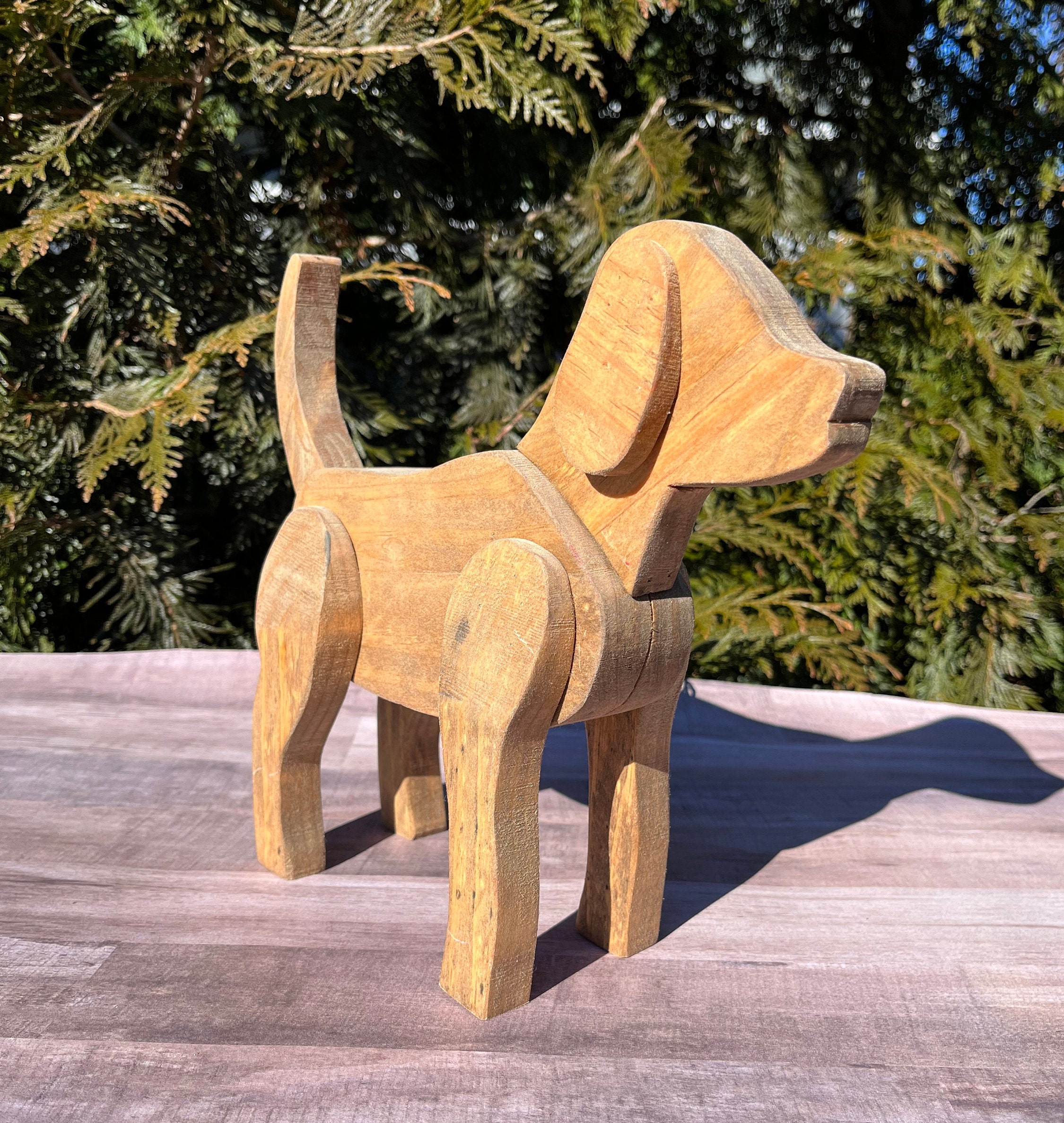 Handcrafted Wooden Standing Lab, Sculpture Rustic Decorative Wooden 3D ...