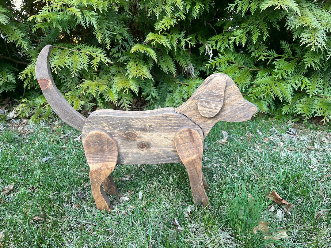 Rustic Reclaimed Decorative Wooden 3D Dog, Wooden Dog Sculpture, Dog ...