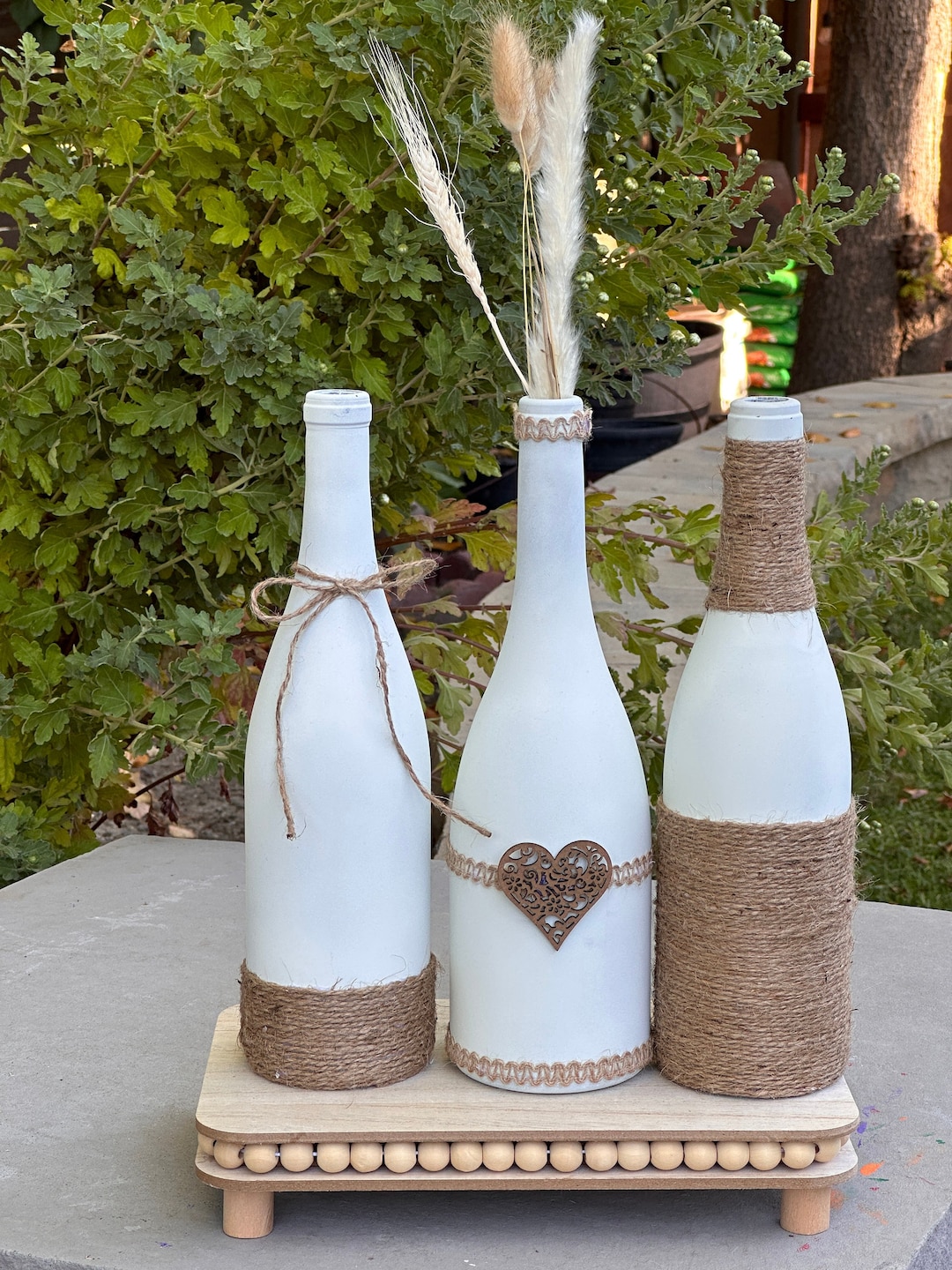 Rustic Wine Bottle Decor: Jute Twine Centerpiece, Modern Farmhouse ...
