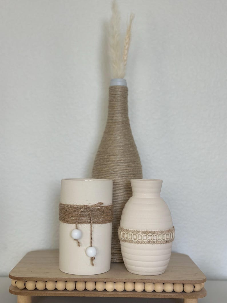 Rustic Wine Bottle Decor: Jute Twine Centerpiece, Modern Farmhouse ...