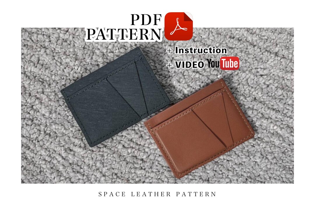 Card Holder Pattern PDF for Leather Craft video Tutorial - Etsy