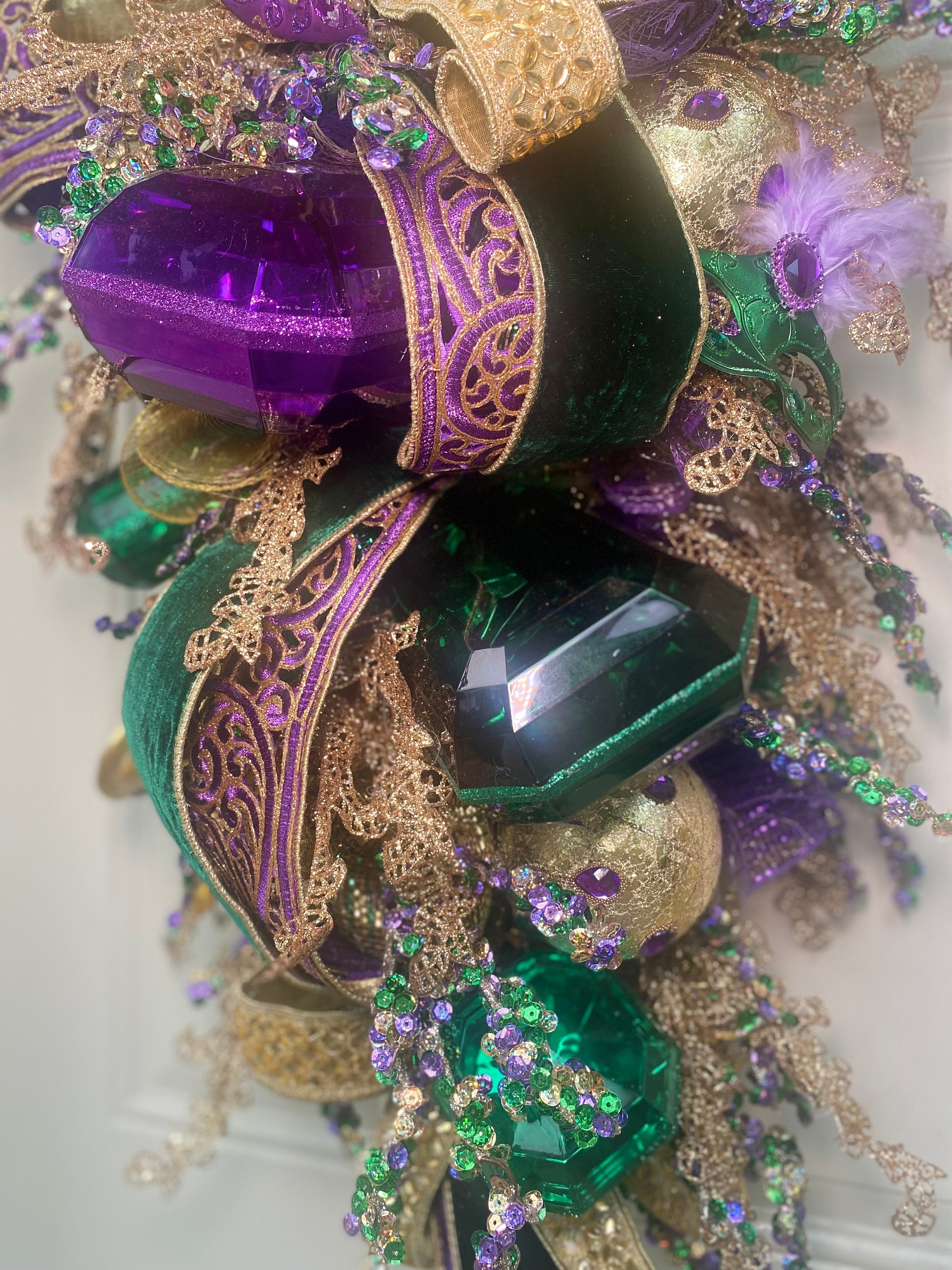 Mardi Gras Swag, Glam Mardi Gras, Carnival Wreath, Fat Tuesday Wreath ...