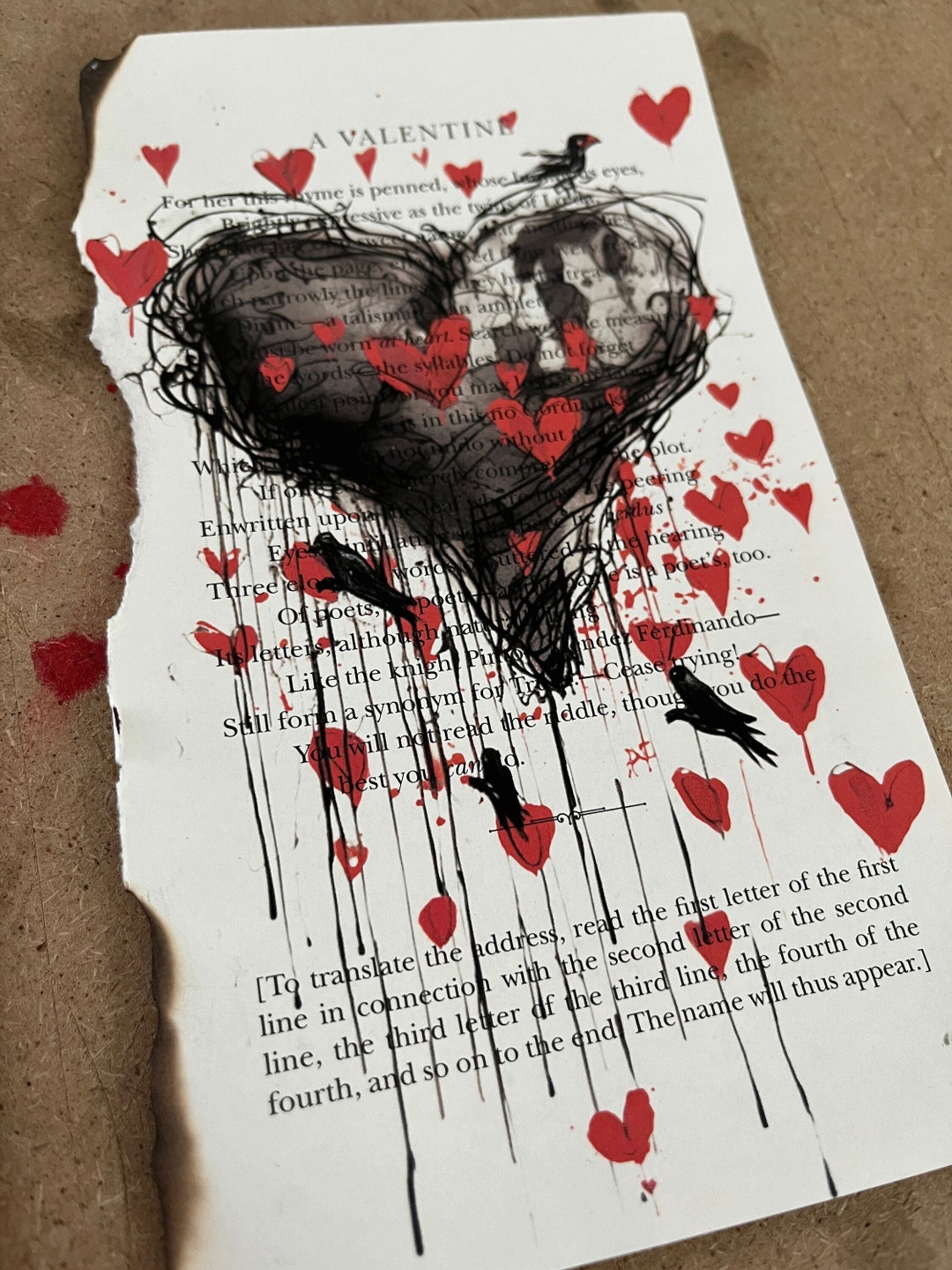 The Raven & Other Poems Book Page Art Edgar Allan Poe Distressed Bloody ...