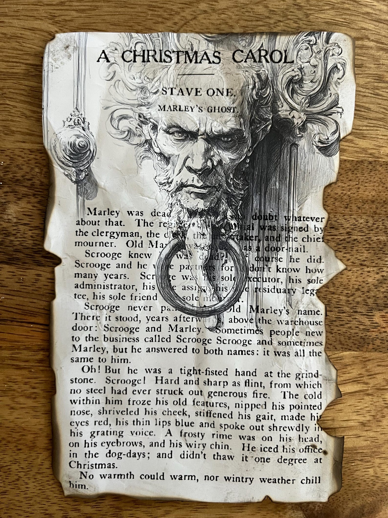 Christmas Book Page Art "a Christmas Carol" Charles Dickens Typewriter ...