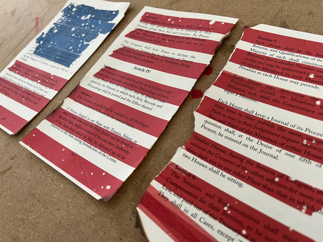 US Constitution & Declaration of Independence Book Page Art Distressed ...