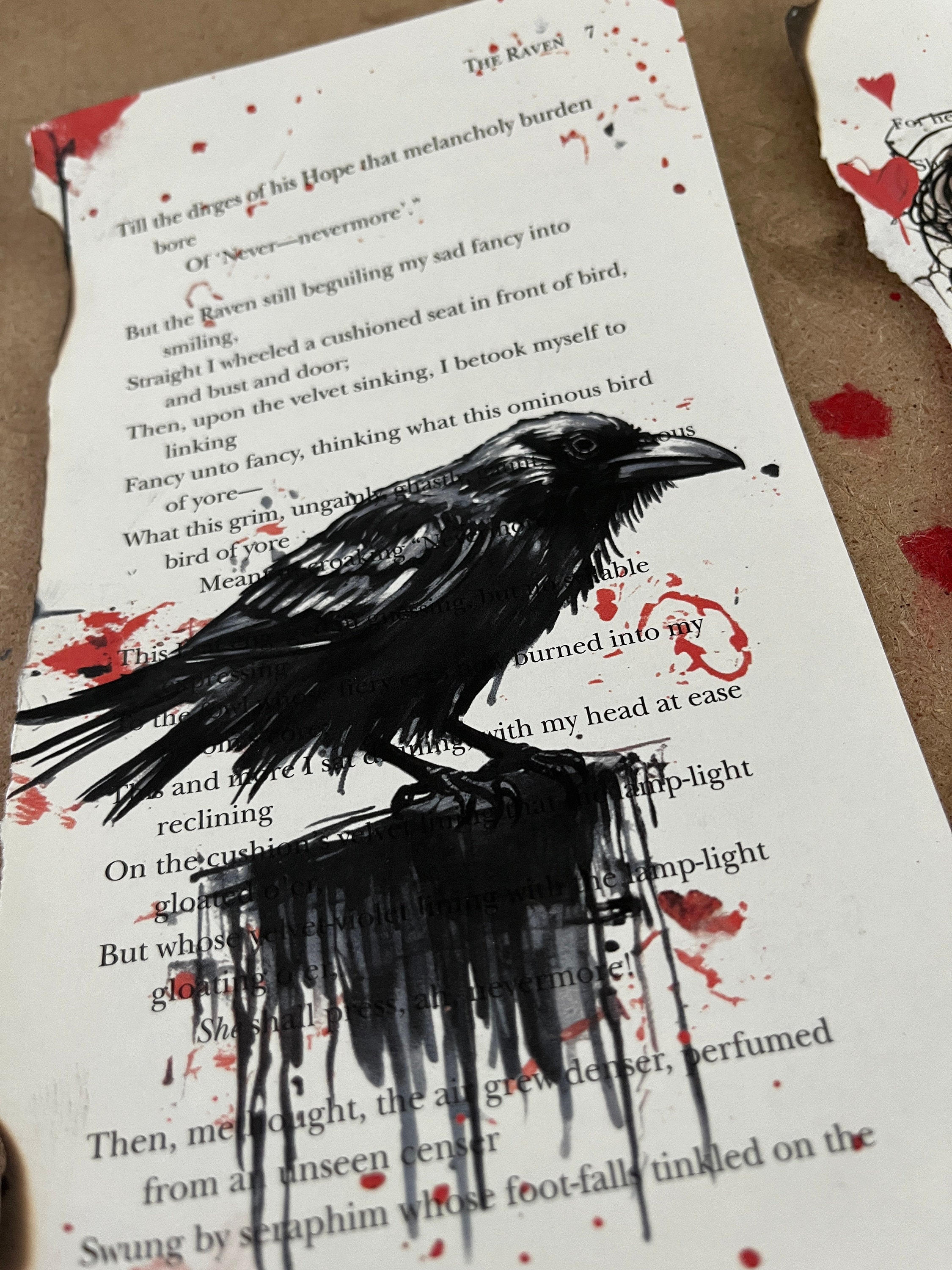Edgar Allan Poe the Raven & Other Poems Book Page Art Distressed Bloody ...