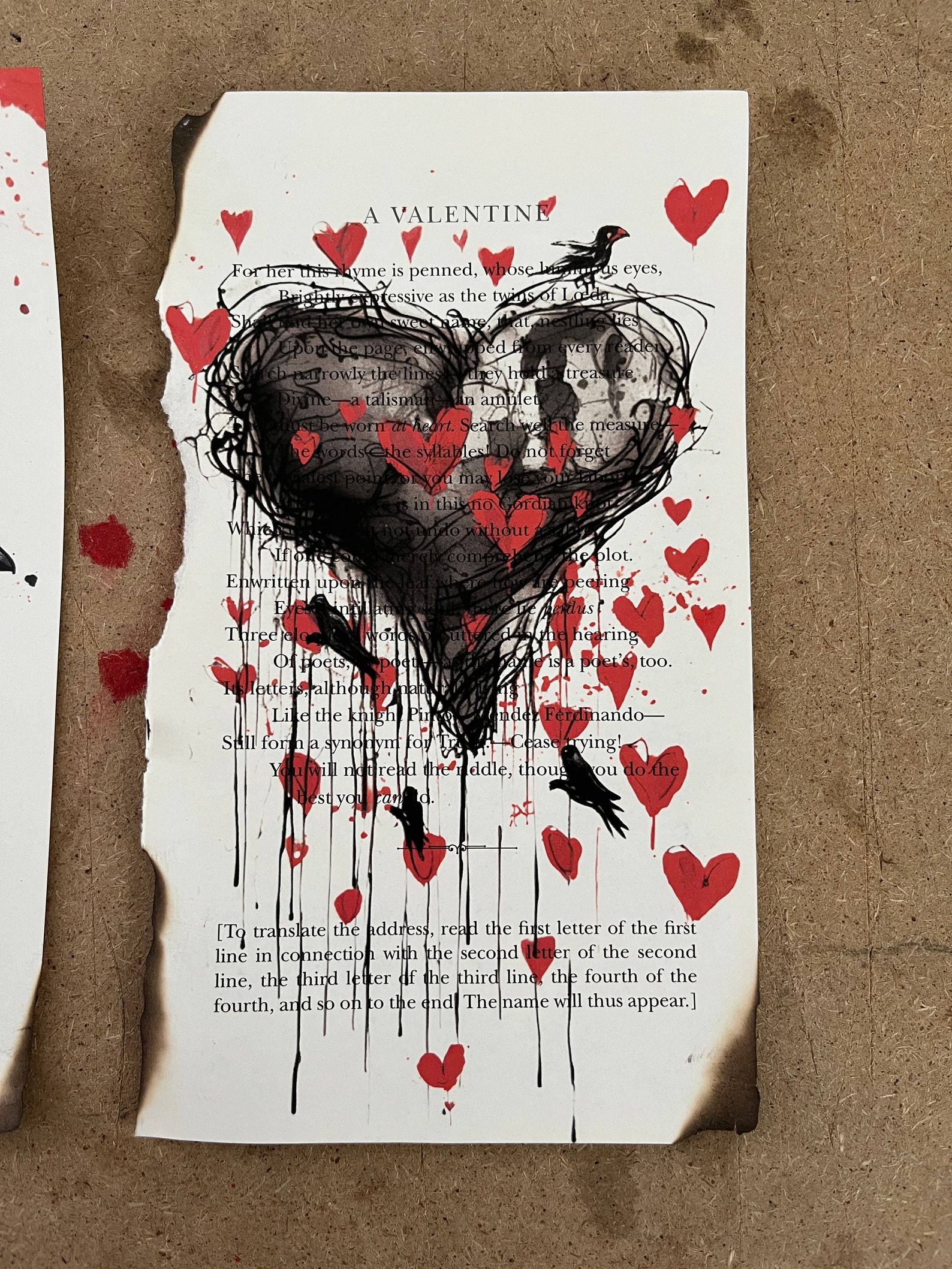 The Raven & Other Poems Book Page Art Edgar Allan Poe Distressed Bloody ...