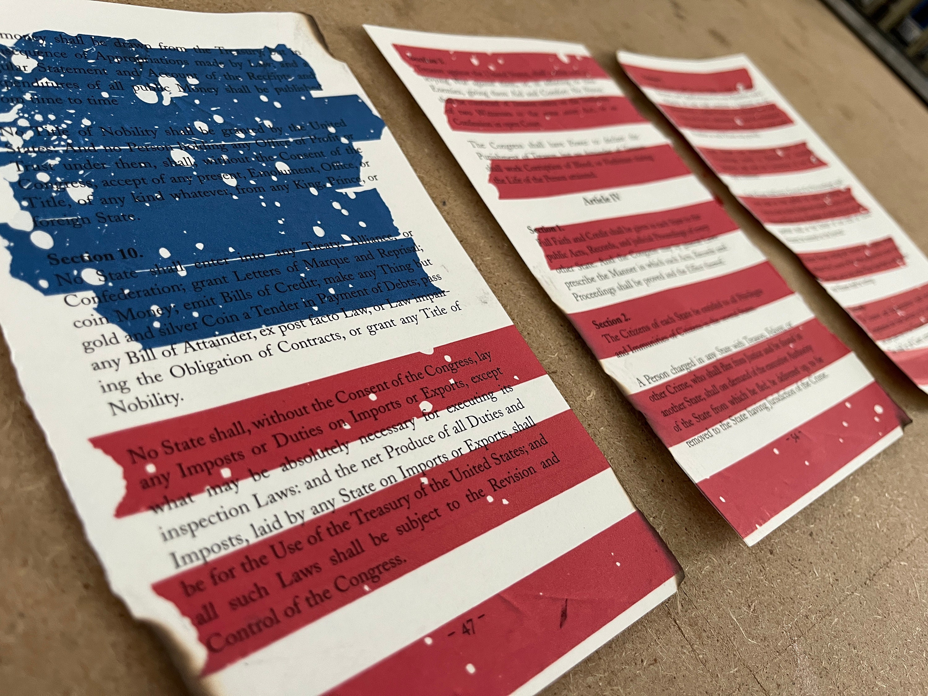 US Constitution & Declaration of Independence Book Page Art Distressed ...