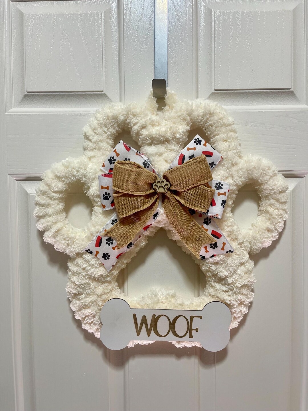 Ivory Paw Print Door Decor Dog Themed Decoration Welcome Sign - Etsy